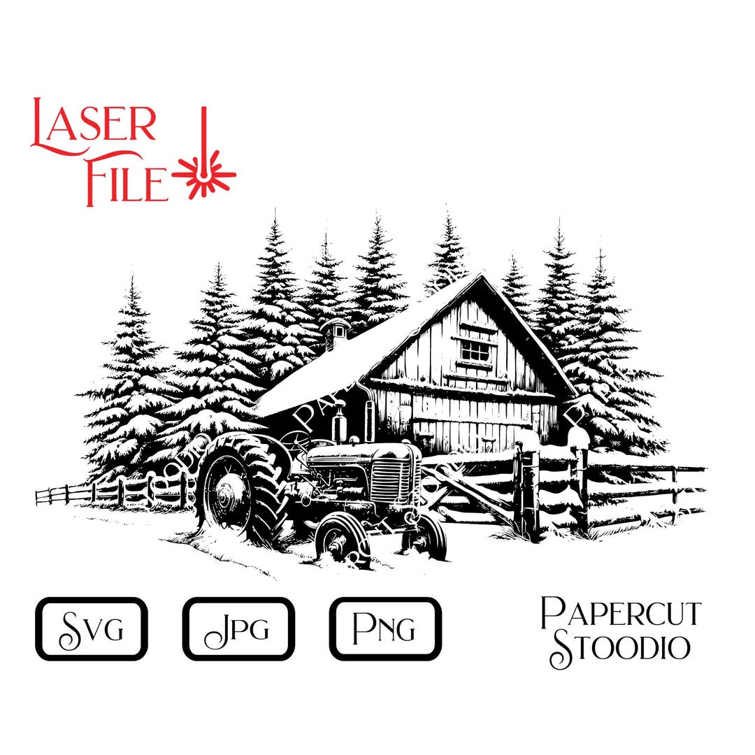Laser Engrave File, Winter Tractor Svg, Lightburn Glowforge Xtool ...