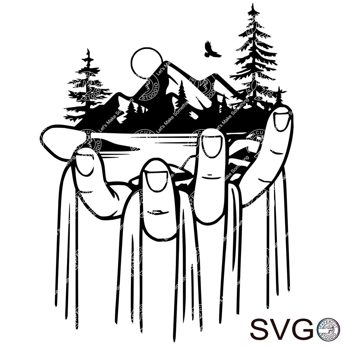 Mountain Lake in Hand Svg Lake and Forest Scene Svg Files for - Etsy