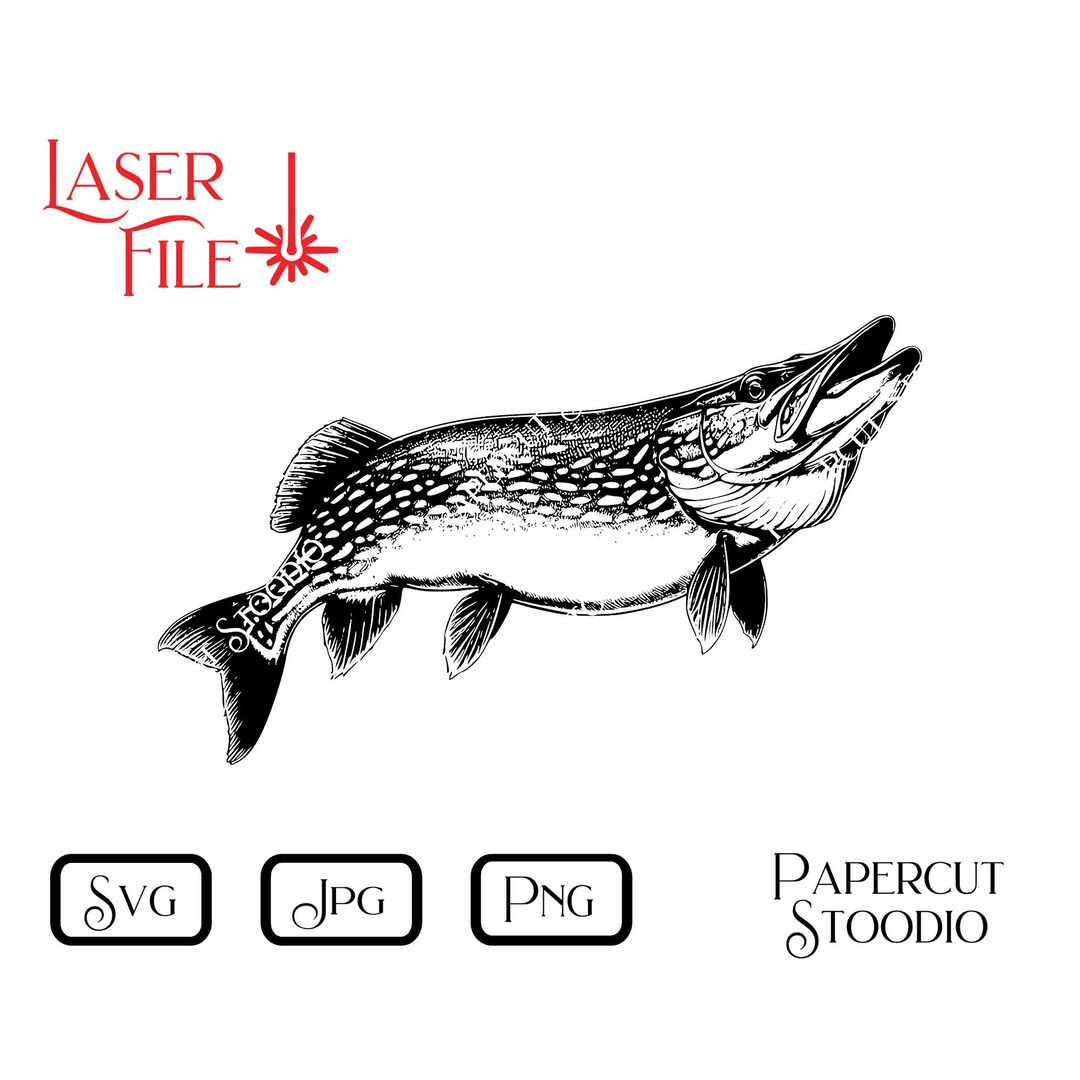 Laser Engrave File, Northern Pike SVG, Lightburn Glowforge Signs ...