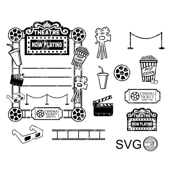 Movie Night Bundle Svg Movie Poster Now Playing Family | Etsy