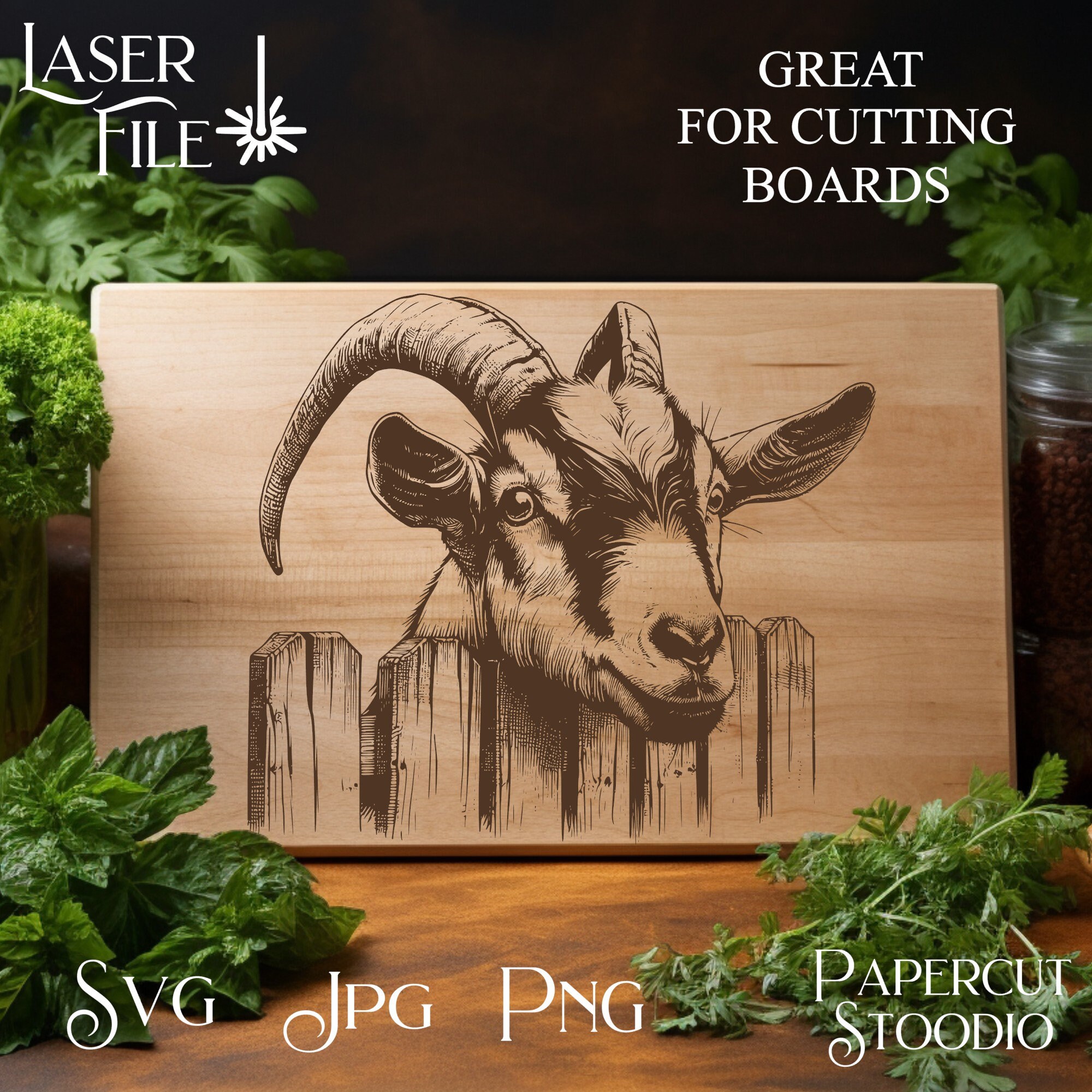 Laser Engrave File, Goat Peek SVG, for Lightburn Glowforge DIY Signs ...