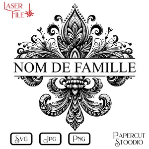 Laser Engrave File, Fleur De Lis Monogram SVG, Lightburn Glowforge Wood ...