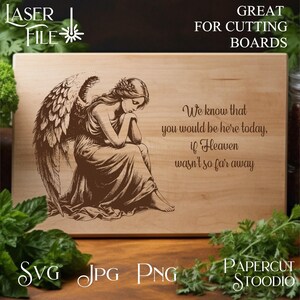 Laser Engrave File, Sitting Angel SVG, Lightburn Glowforge Grief, Loss ...