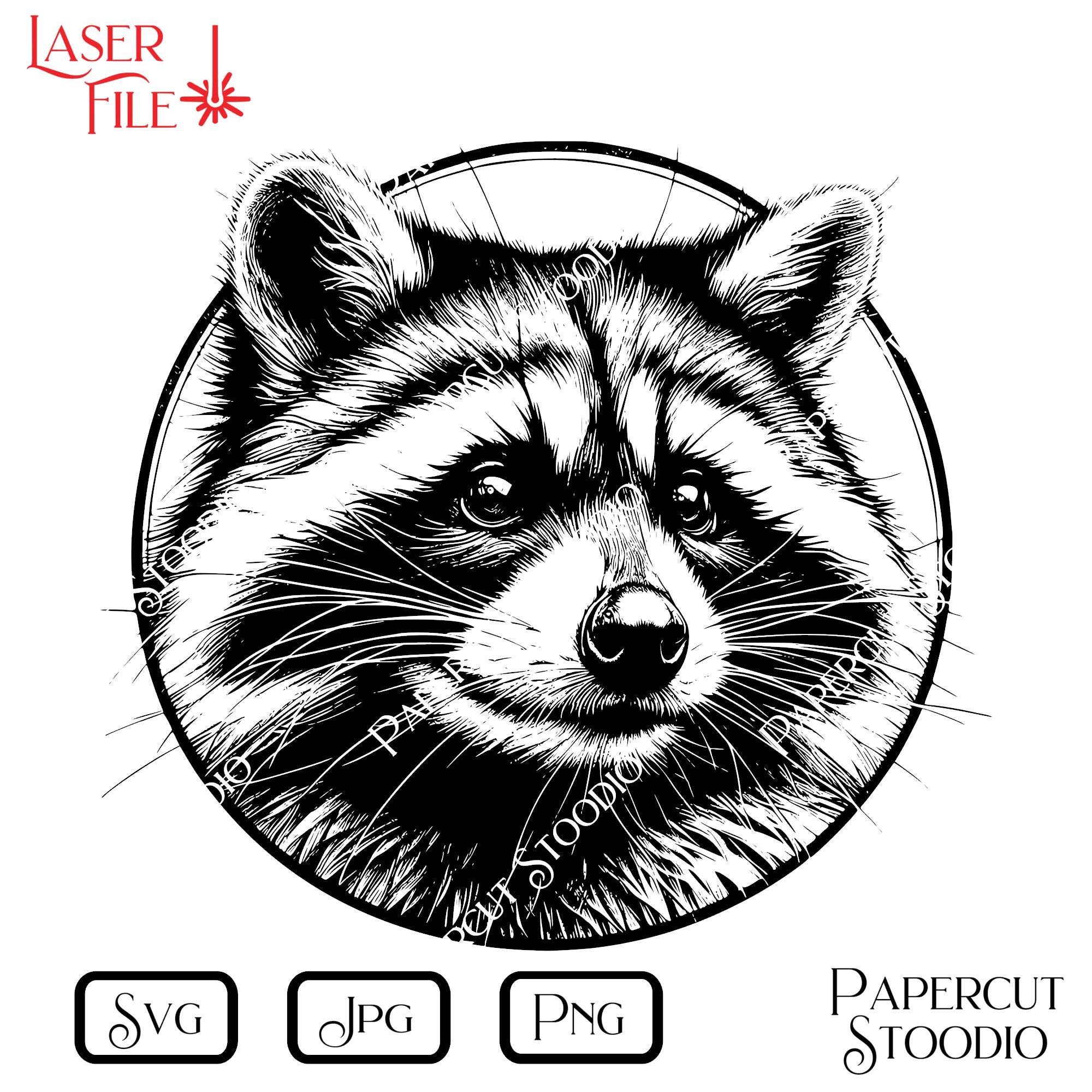 Raccoon Circle Laser Engrave File, DIY Wood Art (svg, Png, Jpg) - Etsy
