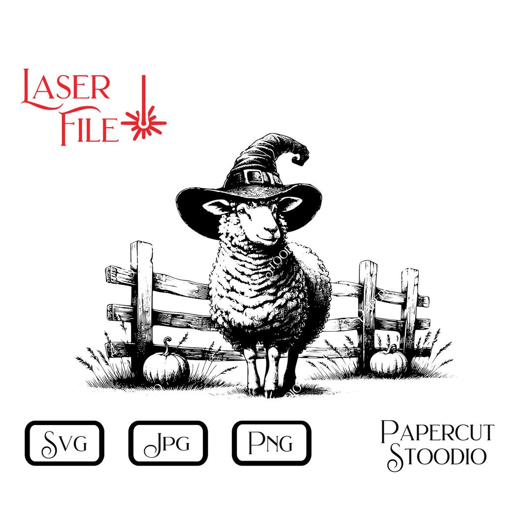 Witch Hat Sheep Laser Engrave File, Farmhouse Decor SVG PNG JPG ...