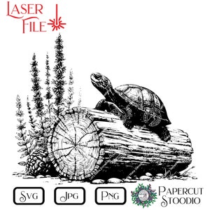 Laser Engrave File, Log Turtle SVG, Beach Ocean Sea Lightburn Glowforge ...