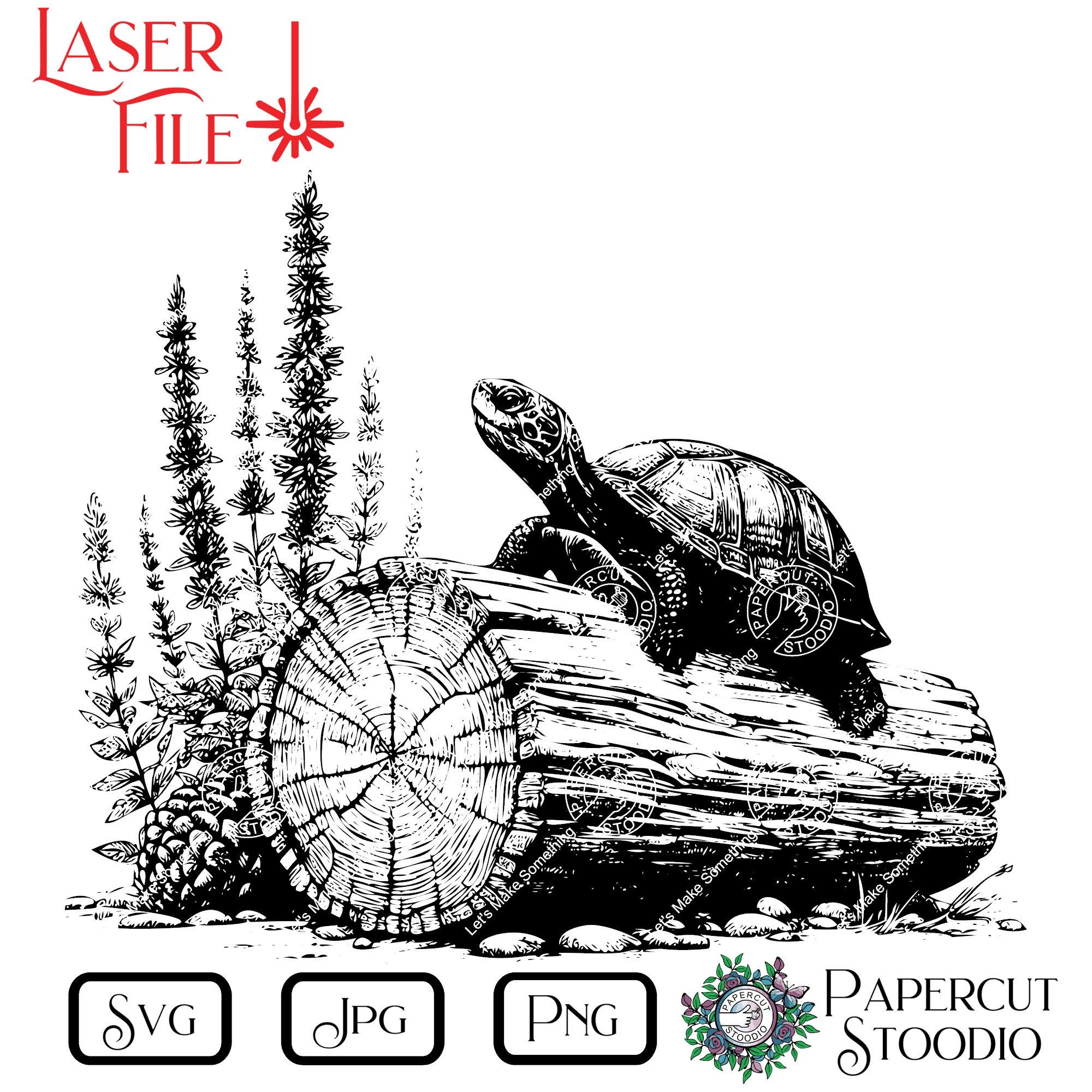 Laser Engrave File, Log Turtle SVG, Beach Ocean Sea Lightburn Glowforge ...