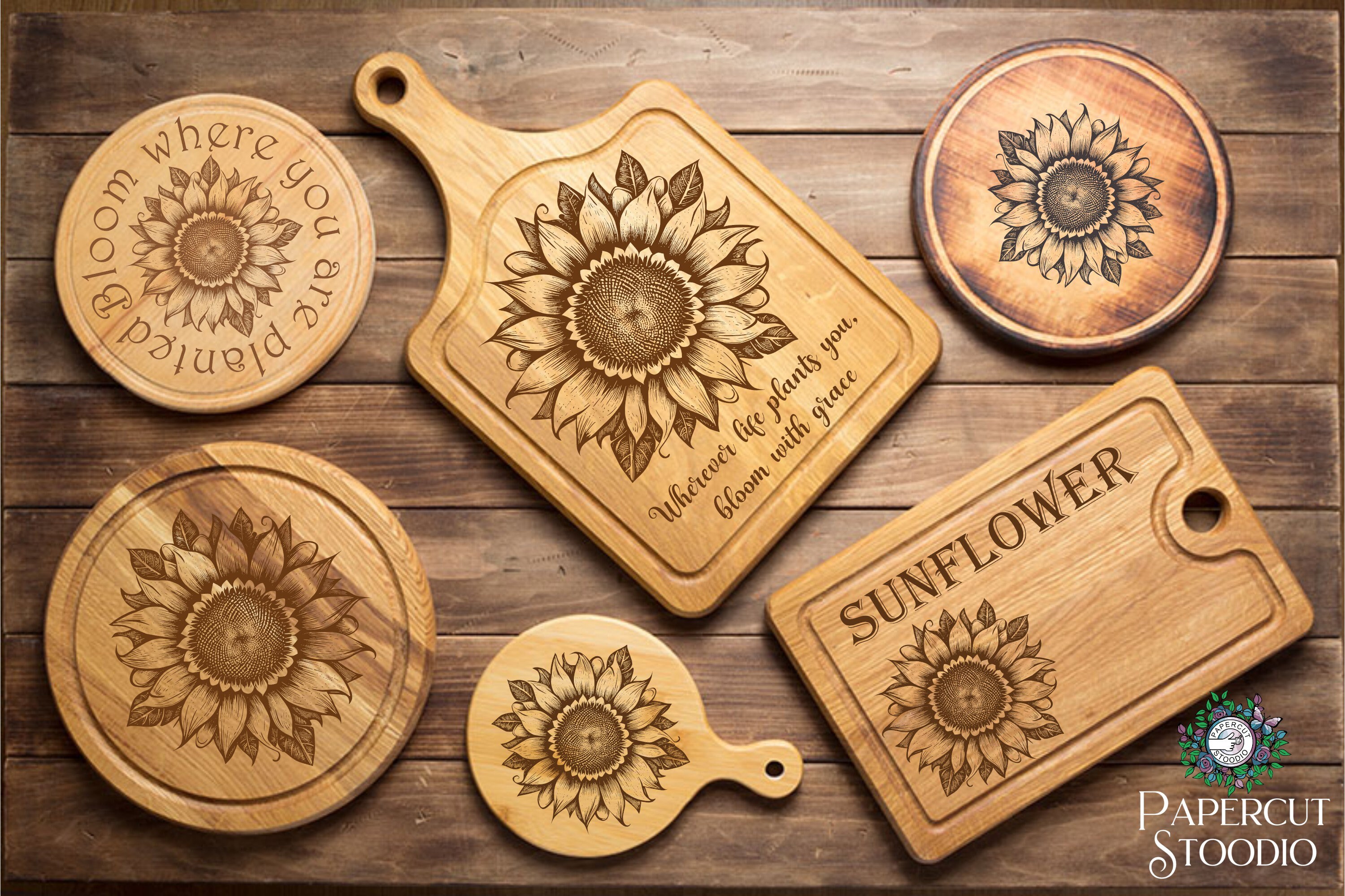 Sunflower Laser Engrave File, Wood Sign SVG PNG JPG (digital Download ...