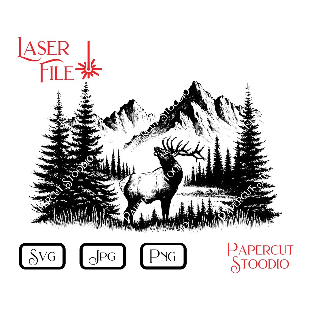 Laser Engrave File, Bugling Elk Svg, Wildlife, Laser Engraving Digital ...