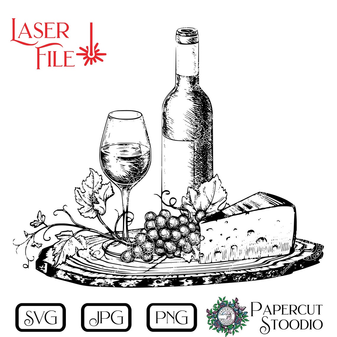 Laser Engrave File Wine & Cheese Svg for DIY Cutting Board - Etsy