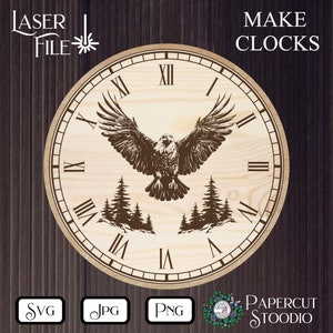 Laser Engrave File, Eagle Clock Face SVG, DIY Clock Lightburn Glowforge ...