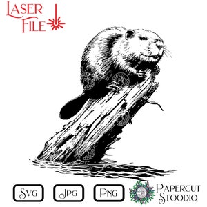 Laser Engrave File, Beaver SVG, Lightburn Glowforge Signs Cutting ...
