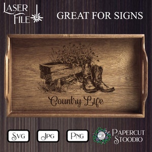 Laser Engrave File, Trough Boots Svg, Country DIY Signs Cutting Boards ...