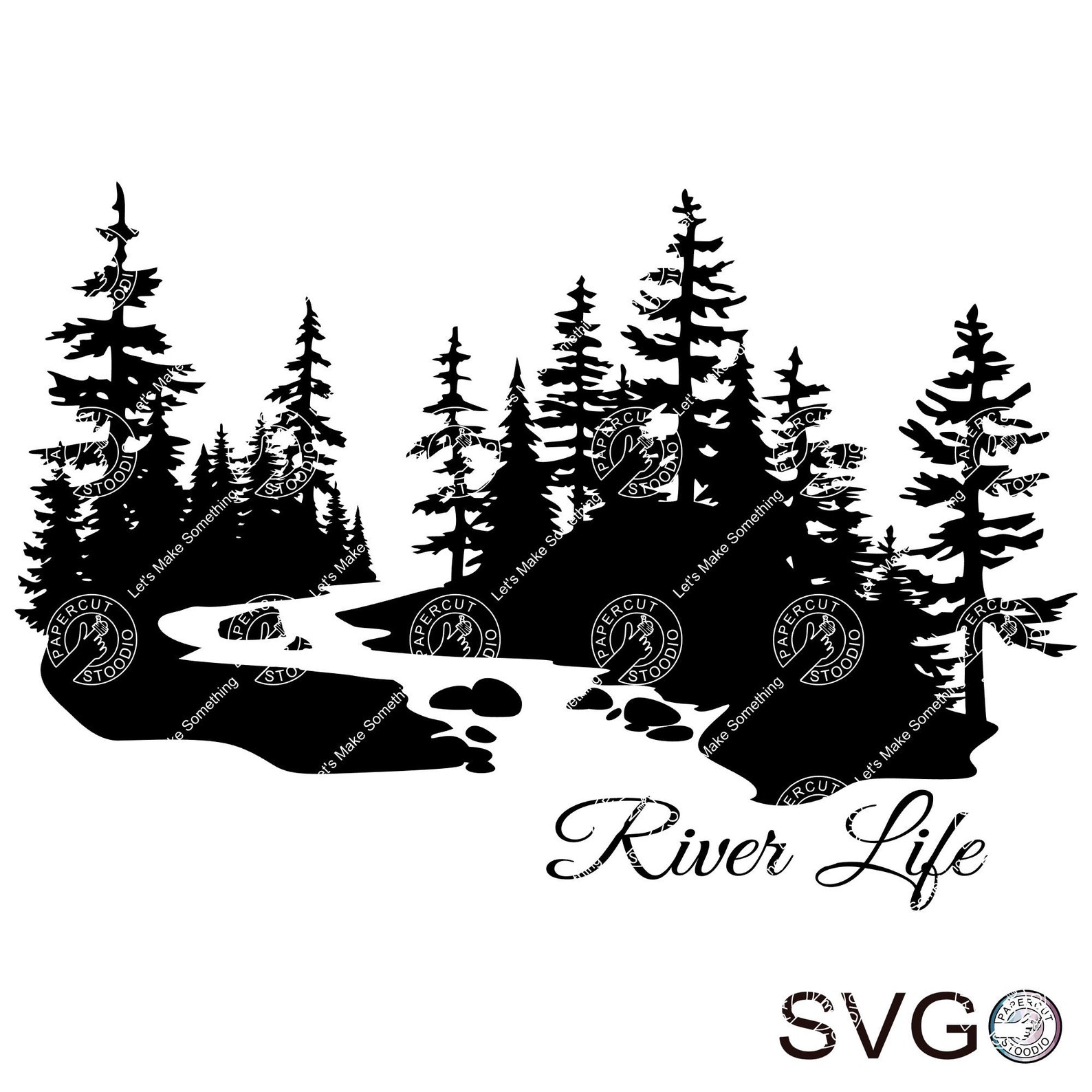 River Svg, Stream Creek Lake Forest Instant Download for Laser Shirt ...