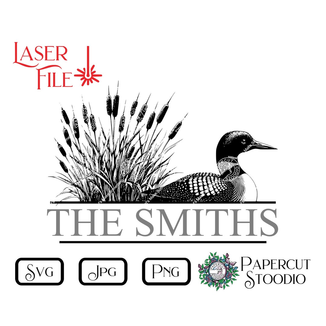 Laser Engrave File, Loon Monogram, SVG, Lightburn Glowforge Wood Burn ...