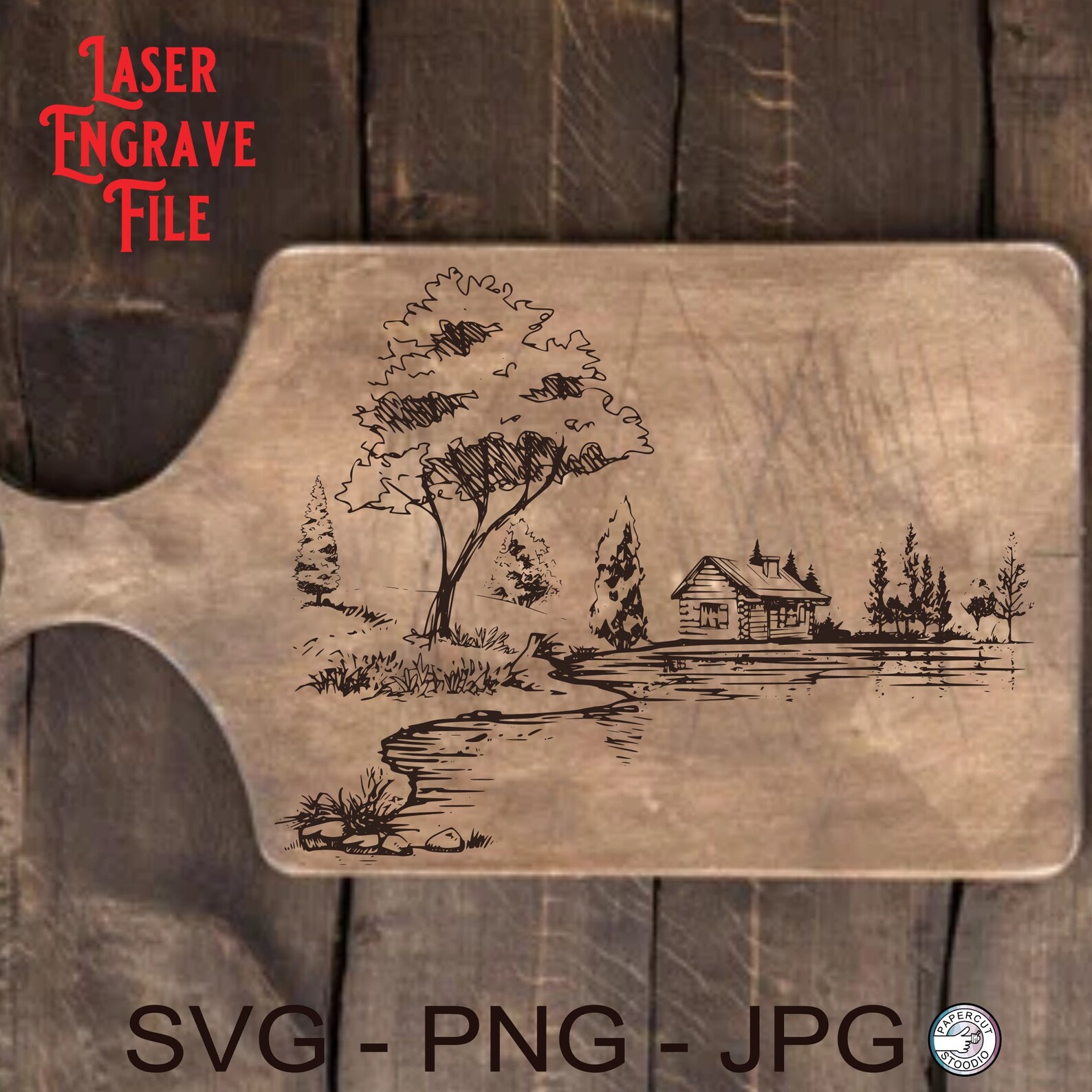 Laser Engrave Lake Cabin Scene Svg Png Jpg Digital Download Charcuterie ...