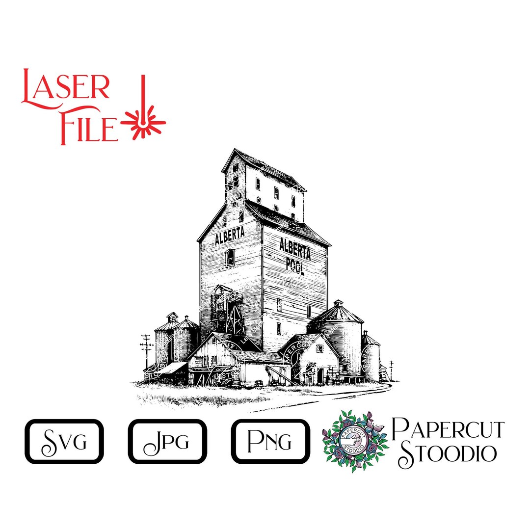 Laser Engrave File, Alberta Grain Elevator Svg, Prairie, Lightburn ...