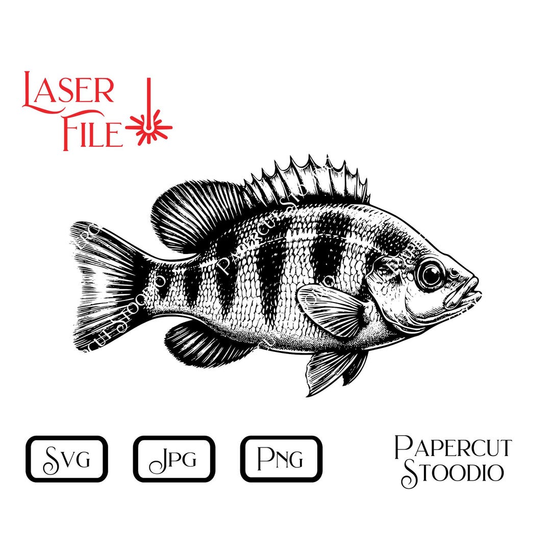 Laser Engrave File, Bluegill Fish SVG, Lightburn Glowforge Signs ...
