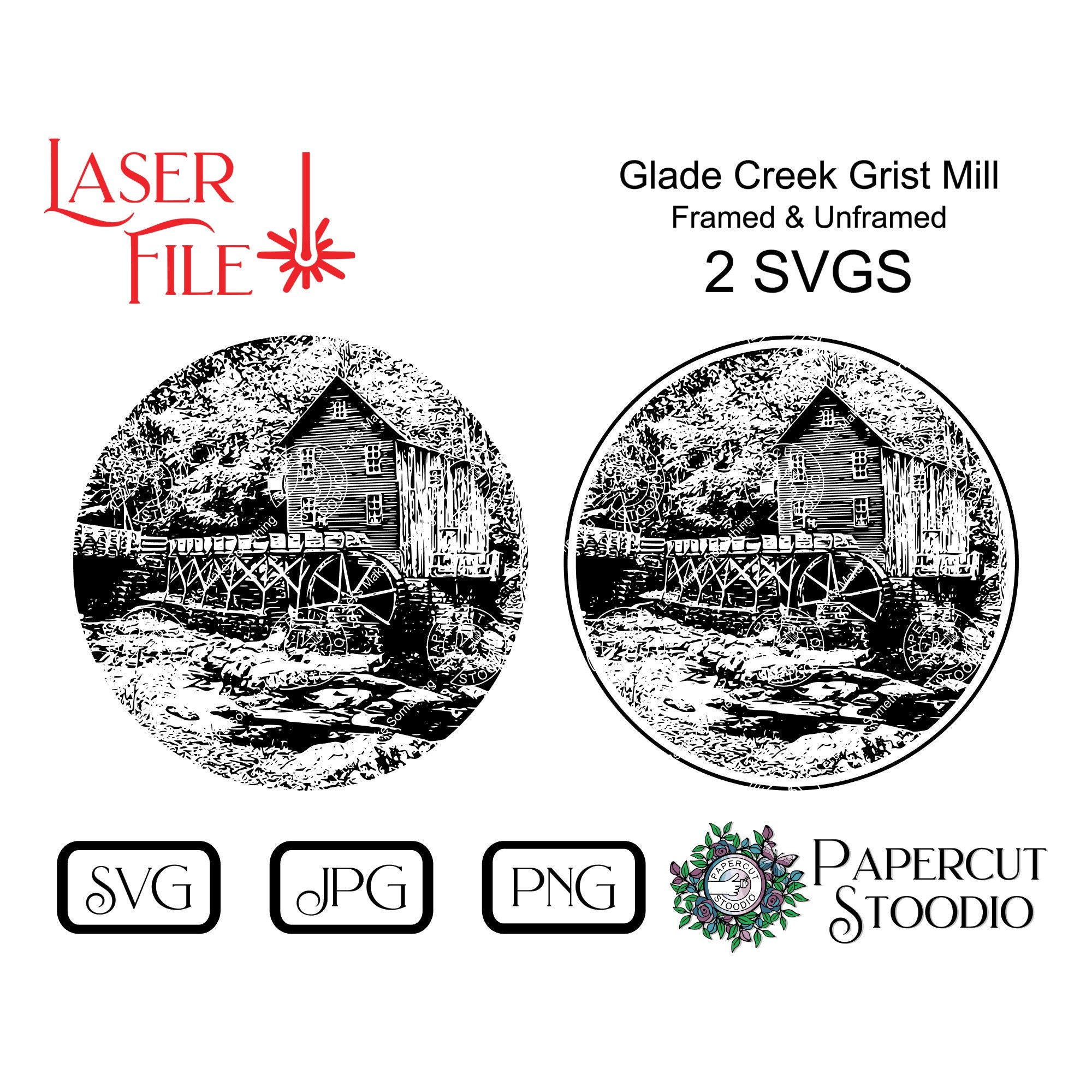 Laser Engrave File Glade Creek Mill Svg Watermill for - Etsy Canada