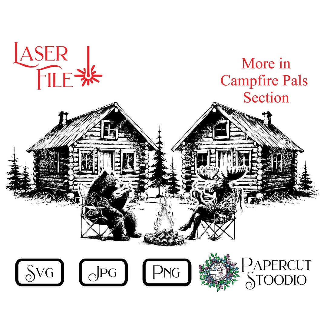 Laser Engrave File, Campfire Pals Cabins Svg, Download for Laser ...
