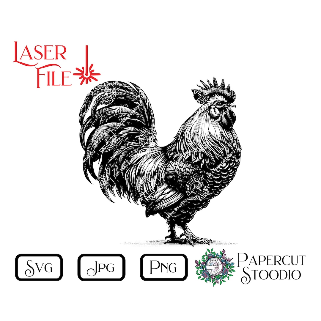Laser Engrave File, Large Rooster SVG, for Lightburn Glowforge Wood ...