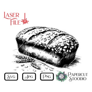 Laser Engrave File, Oat Bread SVG, for Kitchen Farm Lightburn Glowforge ...