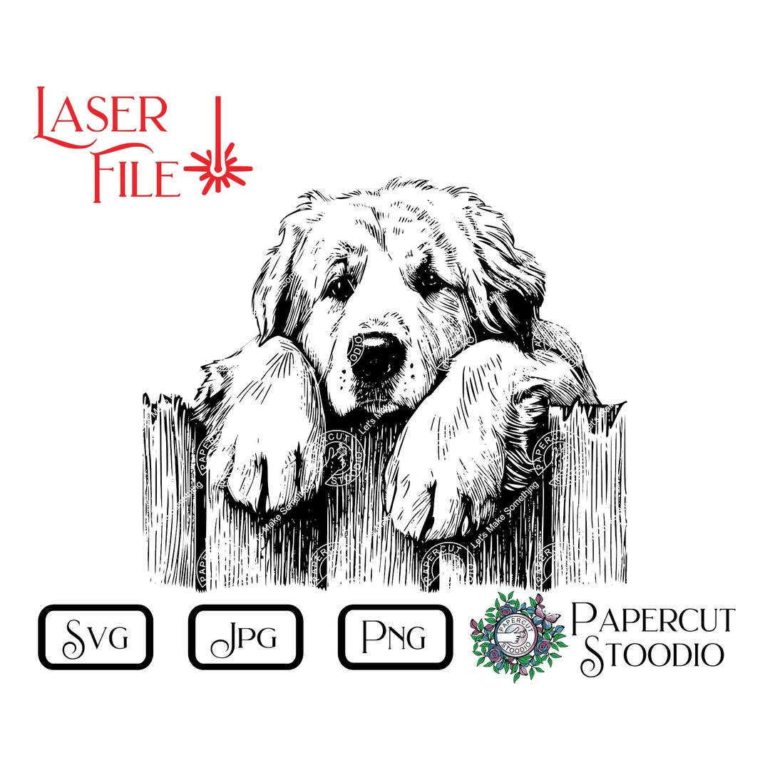 Laser Engrave File, Great Pyrenees Dog Peek SVG, DIY Door Hanger Dog ...