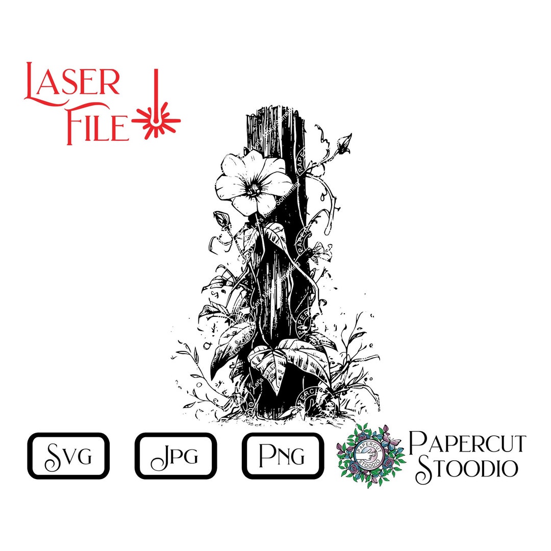 Post Vine Laser Engrave File, Rustic Garden Sign SVG, PNG, JPG (digital ...