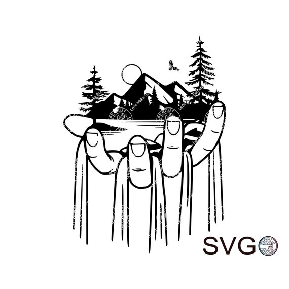 Mountain Lake in Hand Svg Lake and Forest Scene Svg Files for - Etsy