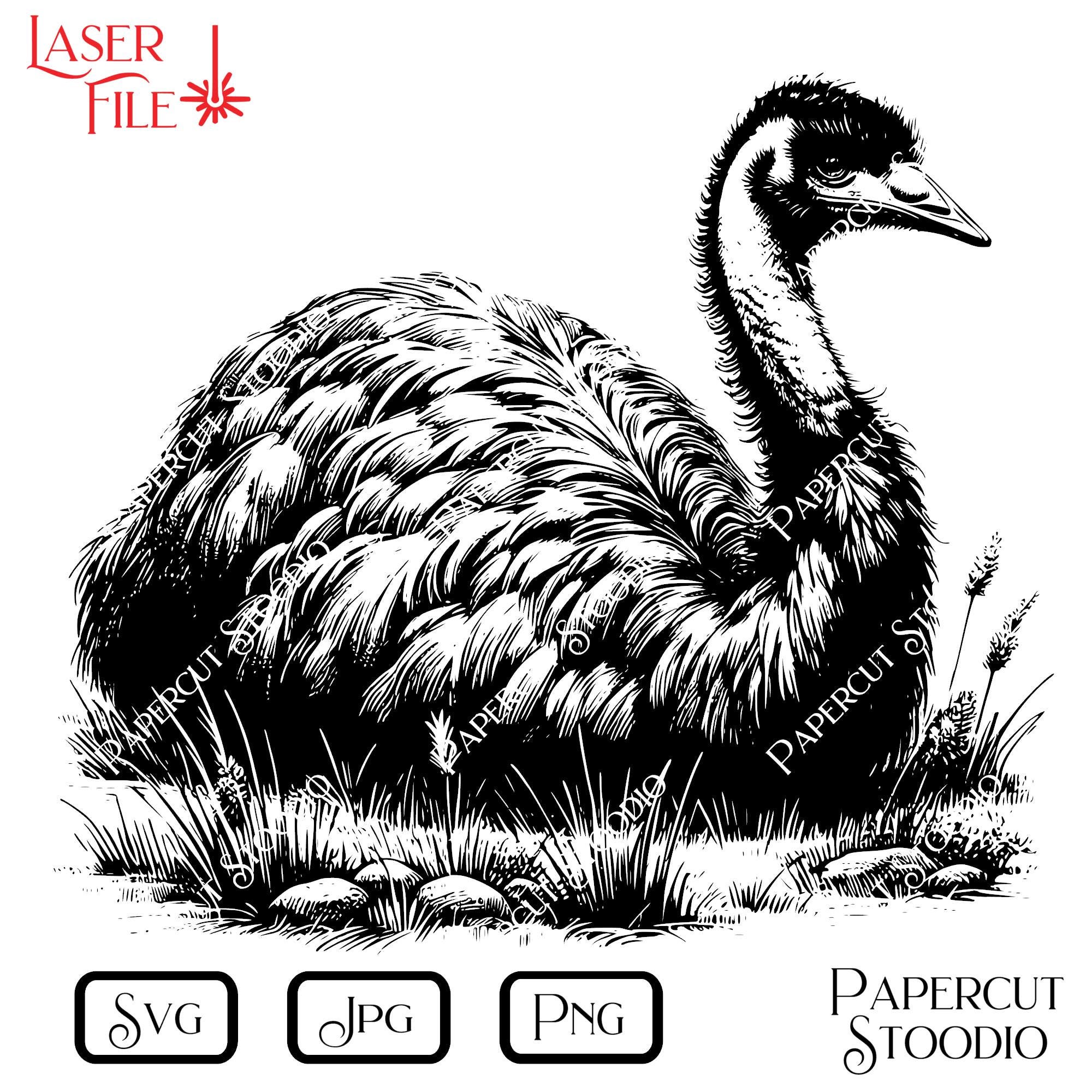 Laser Engrave File, Resting Emu SVG, Digital Download for Lightburn ...