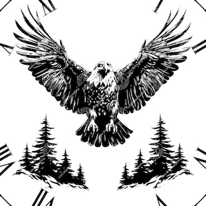 Laser Engrave File, Eagle Clock Face SVG, DIY Clock Lightburn Glowforge ...