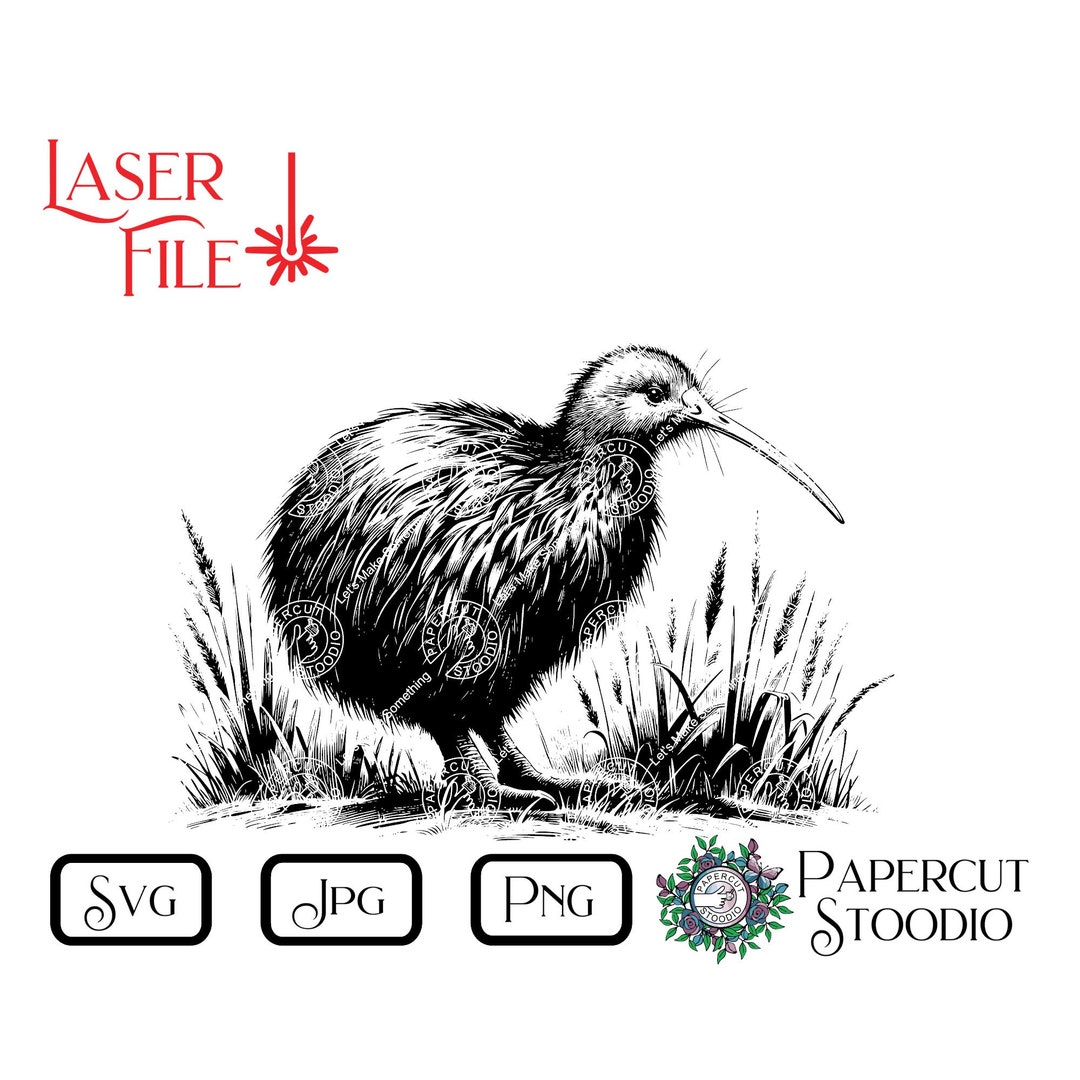 Laser Engrave File, New Zealand Kiwi Bird SVG, Lightburn Glowforge for ...