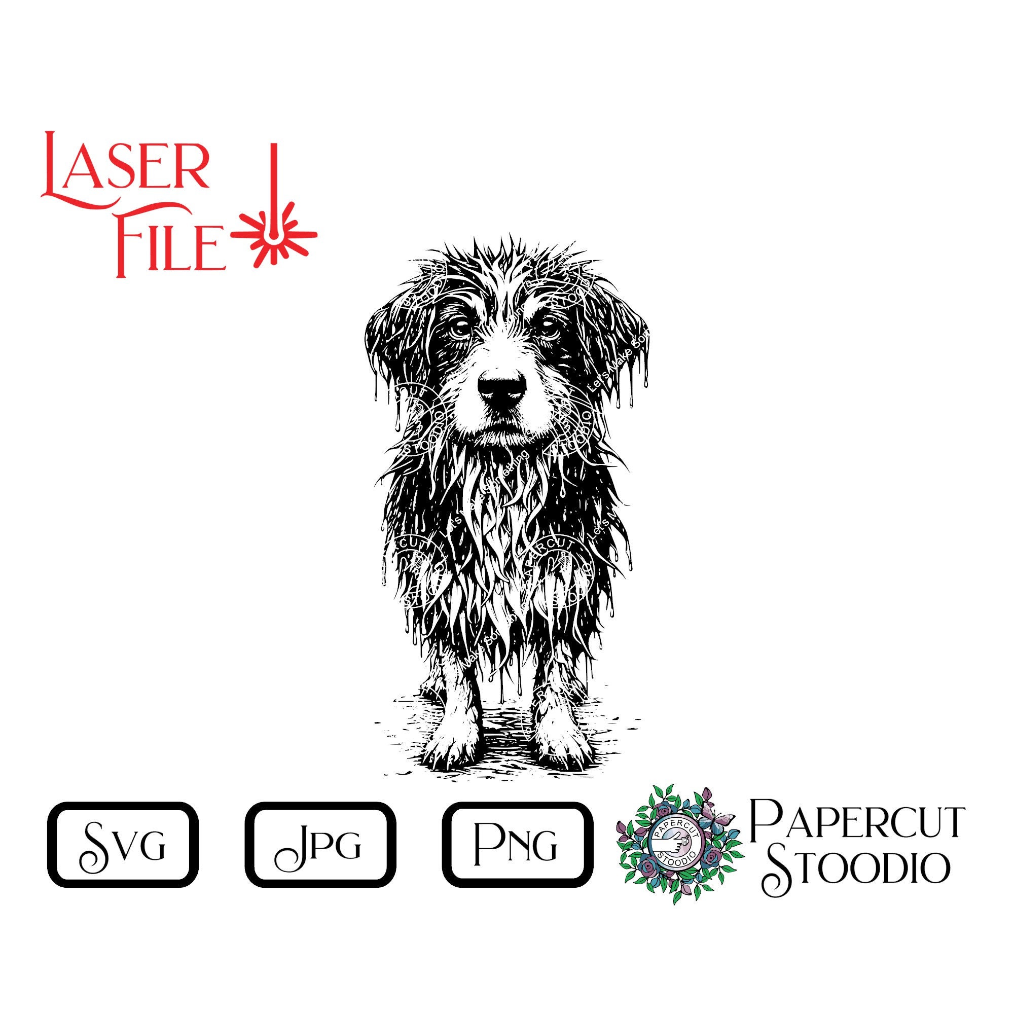 Wet Dog SVG, Laser Engrave File, Glowforge Lightburn (digital Download ...