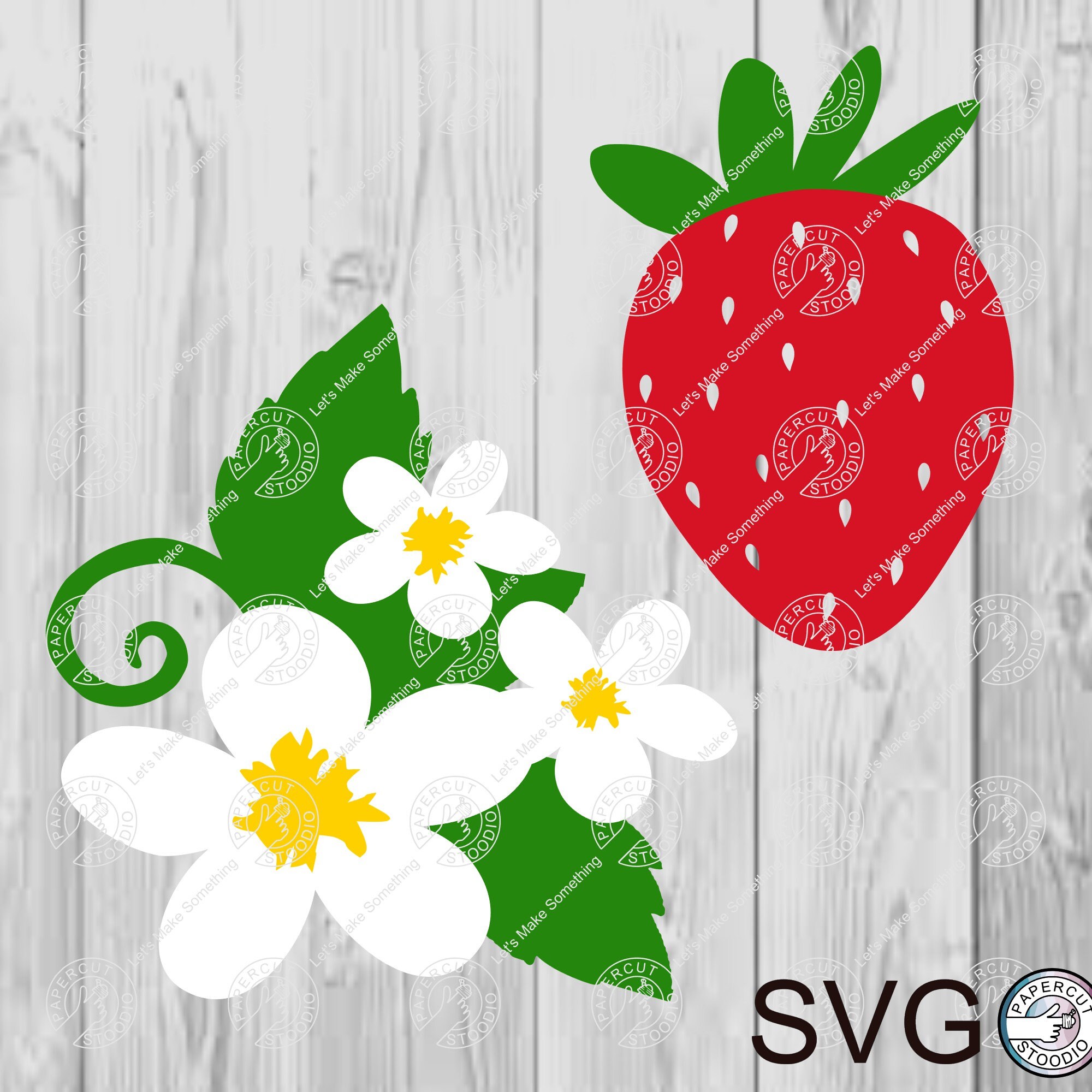 Strawberry Blossoms SVG, Fruit Berry Flower Cricut Flowers Digital ...