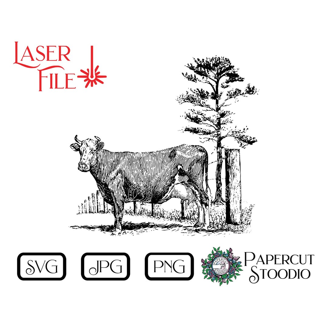 Laser Engrave File Cow in Pasture Svg, Digital Download Charcuterie ...