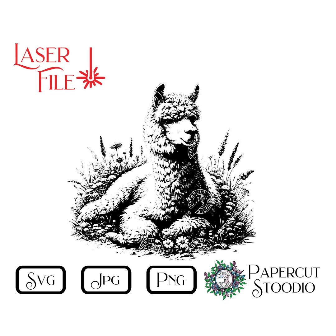 Laser Engrave File, Alpaca SVG, Lightburn Glowforge Signs Cutting ...