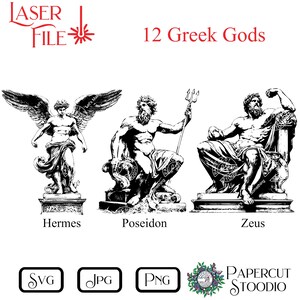 12 Greek Gods Laser Engrave File, SVG PNG JPG, Mythology Cutting Boards ...