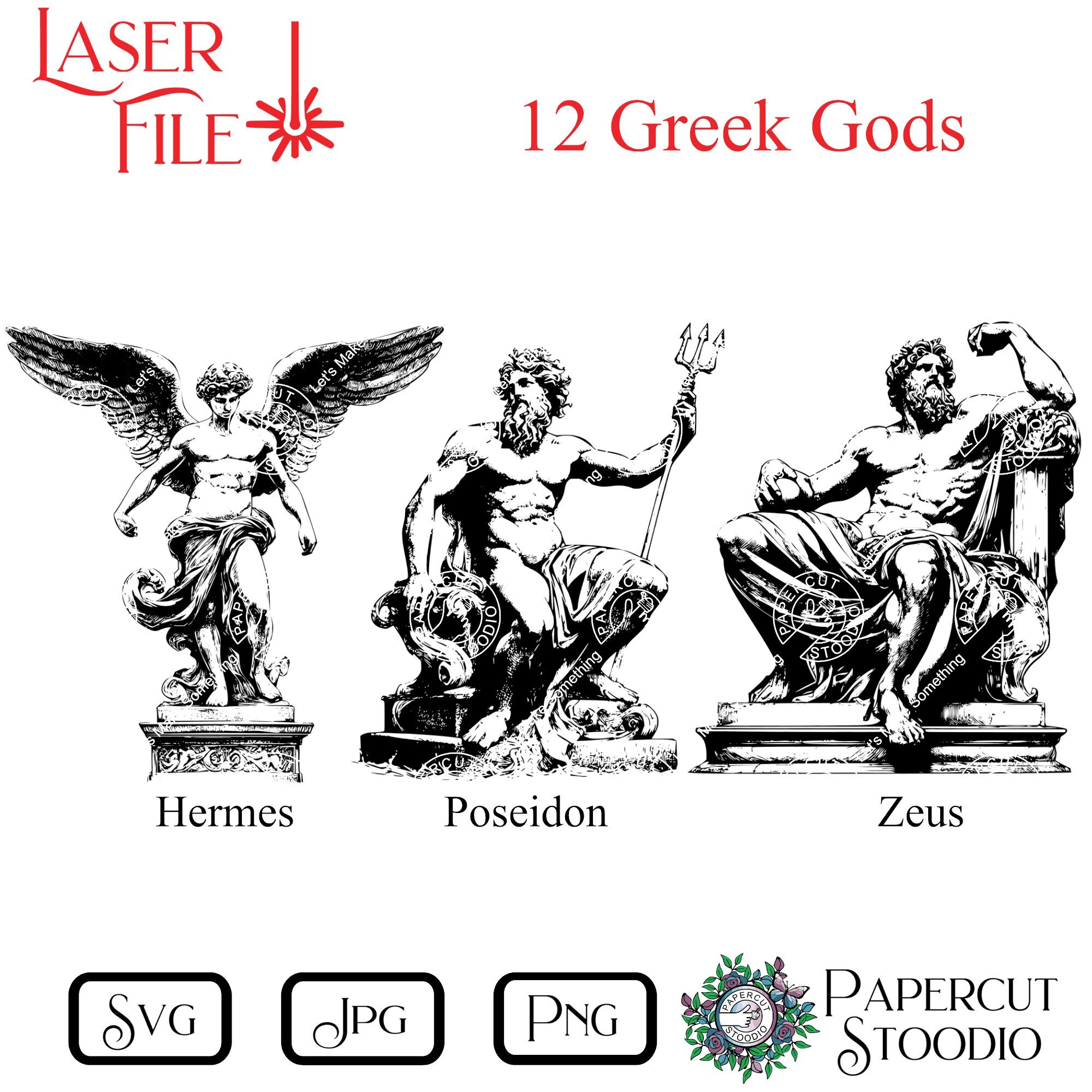 12 Greek Gods Laser Engrave File, SVG PNG JPG, Mythology Cutting Boards ...