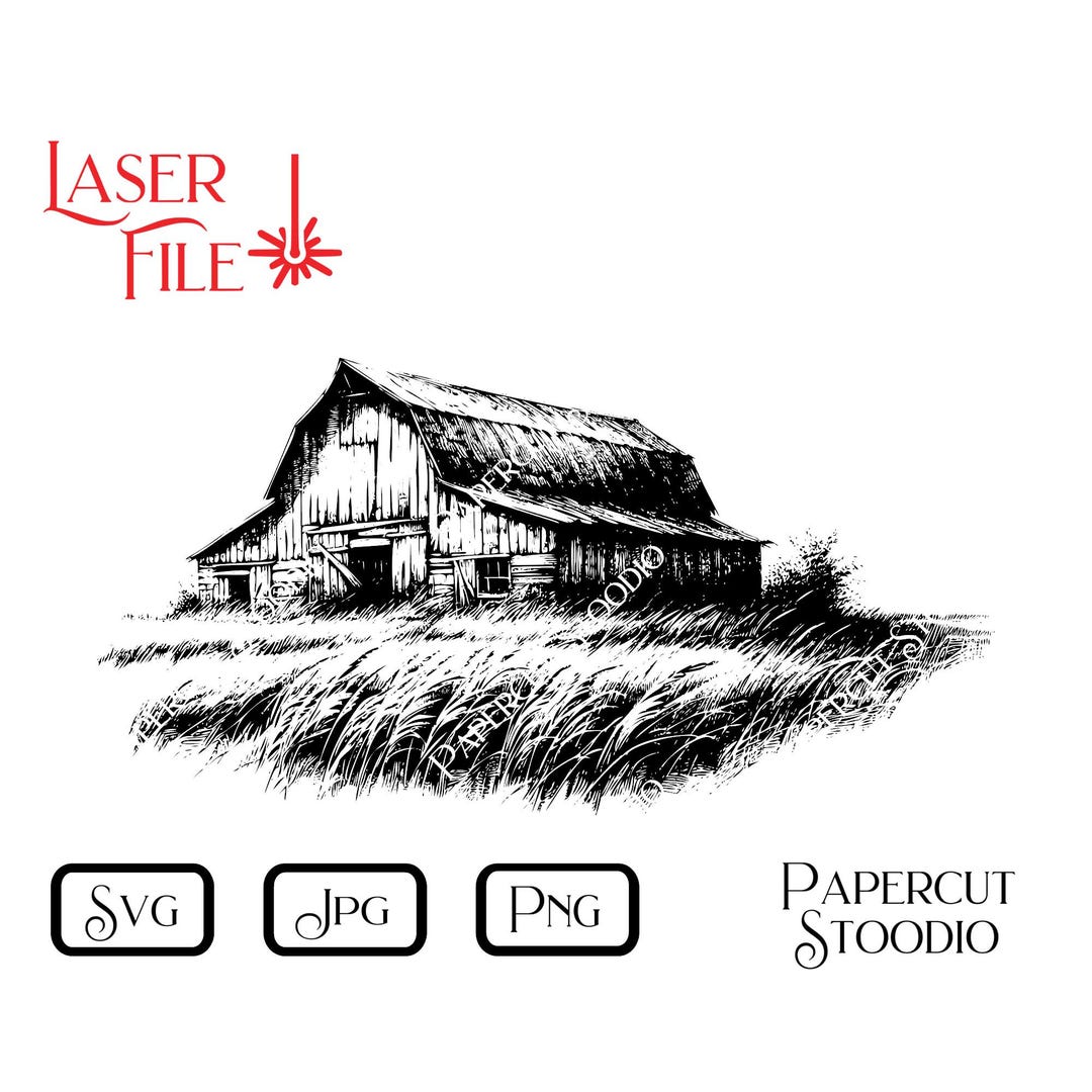 Prairie Barn Laser Engrave File, Farmhouse Decor SVG PNG JPG (digital ...