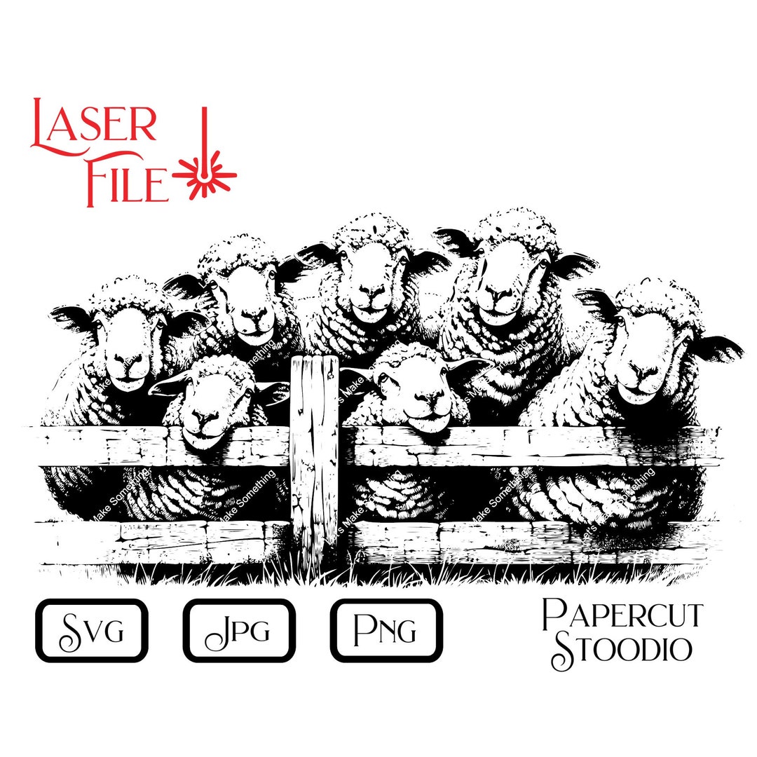 Laser Engrave File, Fence Sheep SVG, for Lightburn Glowforge DIY Signs ...