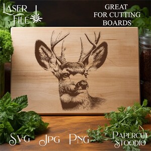 Laser Engrave File, Mule Deer Head SVG, Lightburn Glowforge Signs ...