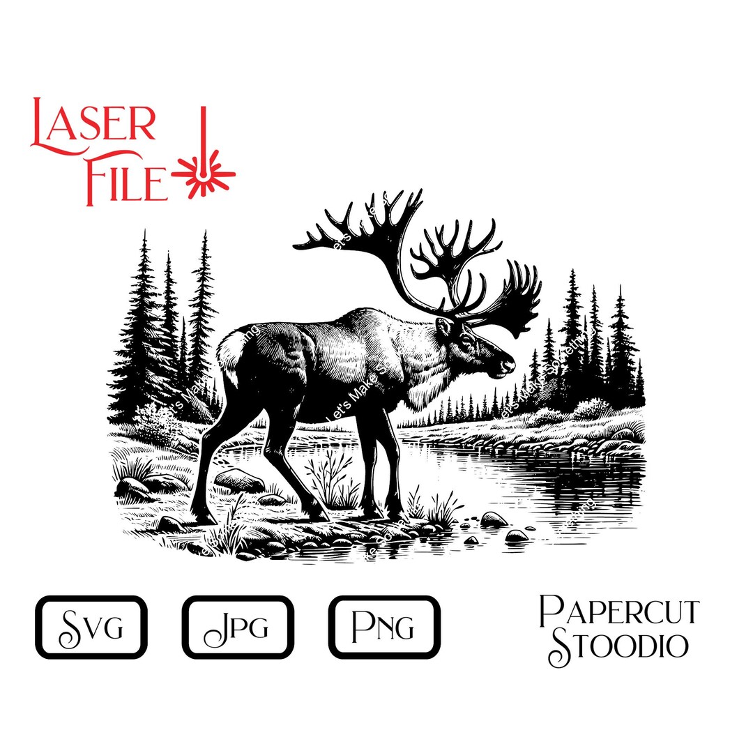 Laser Engrave File, Caribou Creek Svg, Lightburn Glowforge Digital ...