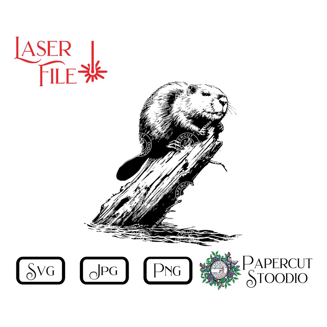 Laser Engrave File, Beaver SVG, Lightburn Glowforge Signs Cutting ...
