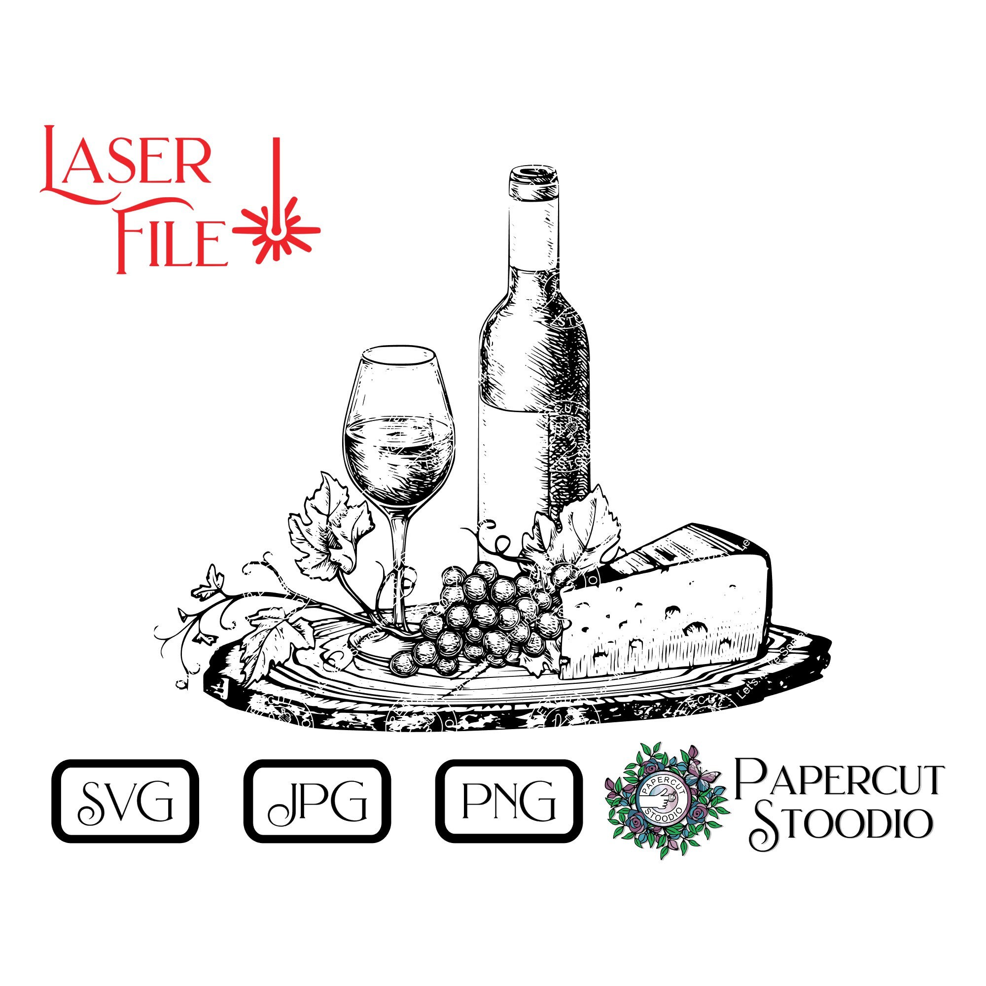 Laser Engrave File Wine & Cheese Svg for DIY Cutting Board - Etsy Canada
