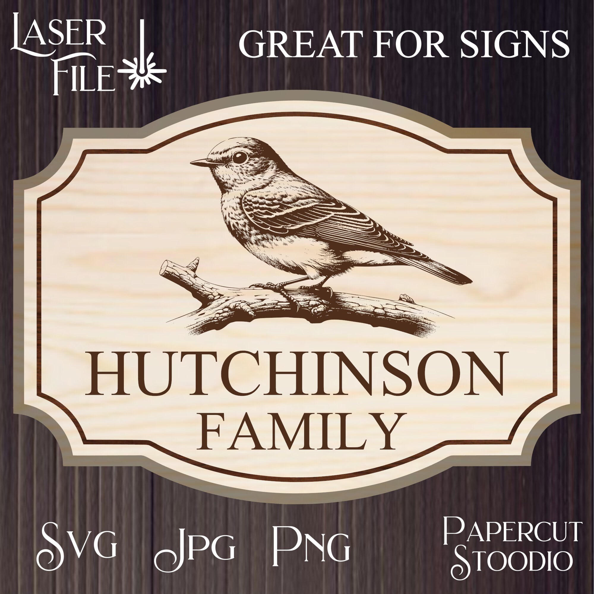 Laser Engrave File, Eastern Bluebird SVG, Lightburn Glowforge Signs ...