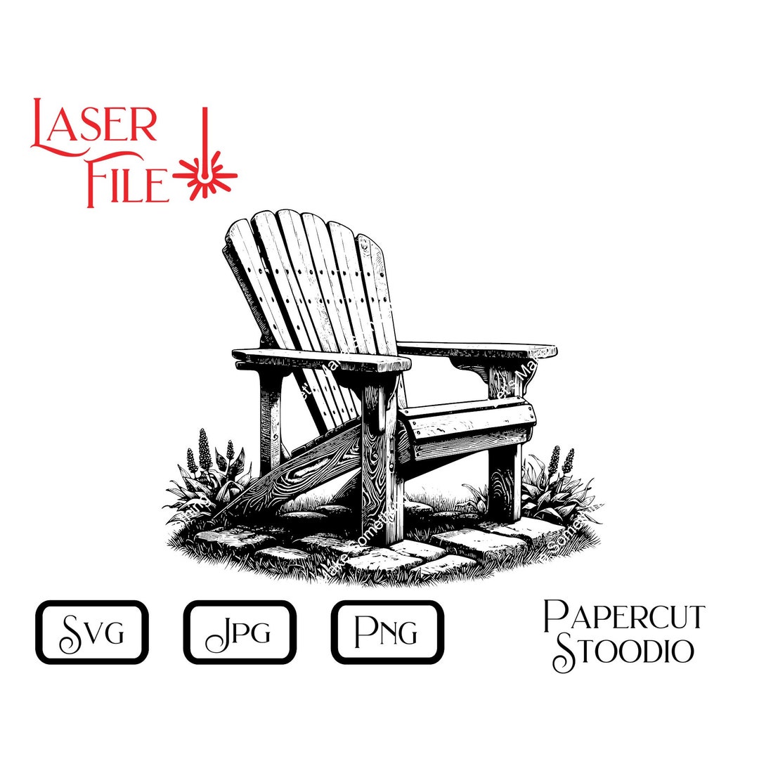 Laser Engrave File, Adirondack Chair SVG, Lightburn Glowforge Wood ...