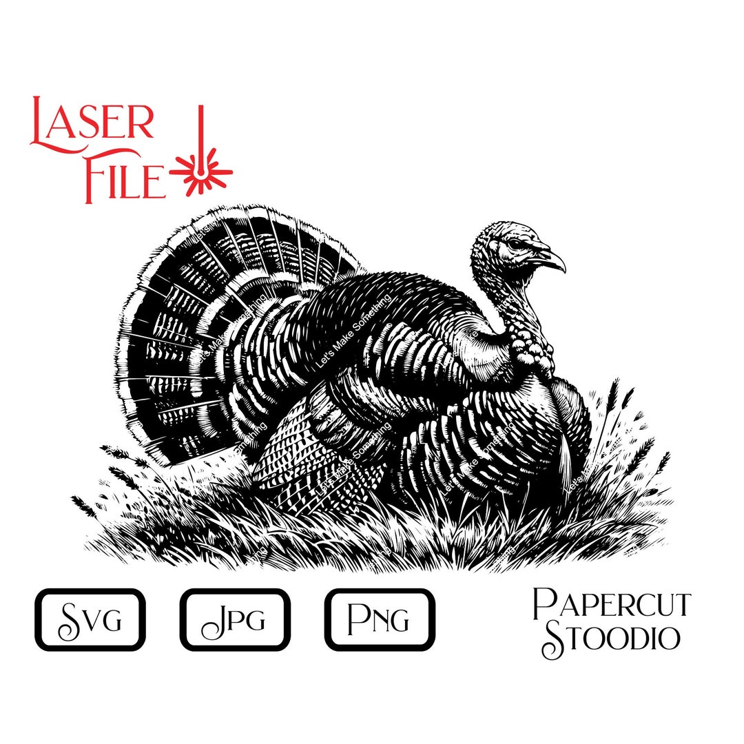 Laser Engrave File, Resting Turkey SVG, Lightburn Glowforge Wood Burn ...