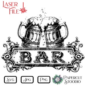 Laser Engrave File, Old-time Bar Mugs Svg, Digital Download for Laser ...