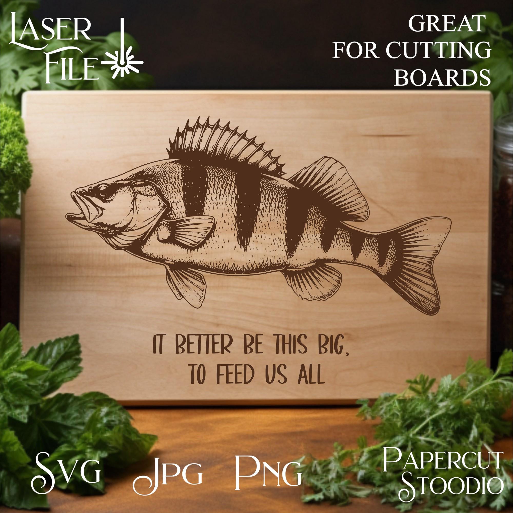 Laser Engrave File, Perch Fish SVG, Lightburn Glowforge Signs Cutting ...