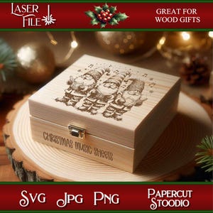 Laser Engrave File, Caroling Gnomes SVG, Lightburn Glowforge Xtool ...